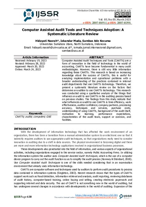 Pdf Computer Assisted Audit Tools And Techniques Adoption A Systematic Literature Review