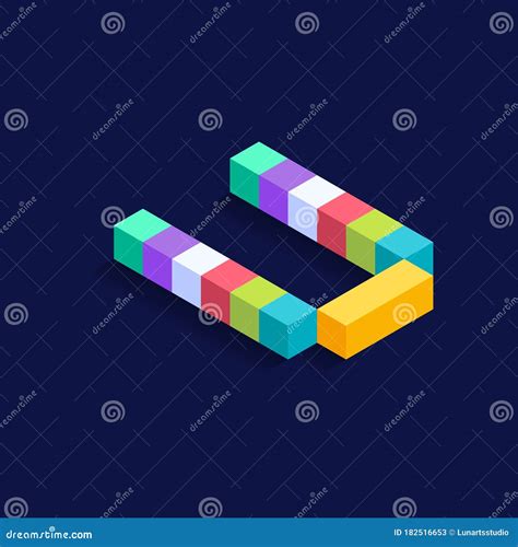 Letter U Isometric Colorful Cubes 3d Design Three Dimensional Letter