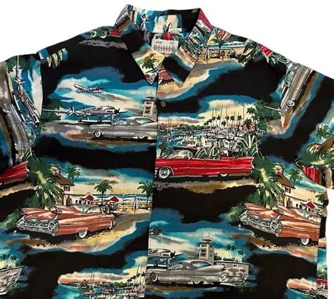 Vtg Reyn Spooner American Classic Cars Shirt Buick Ca Gem