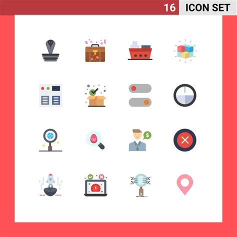 Flat Color Pack Of 16 Universal Symbols Of Online Cube Marine Solution Labyrinth Editable Pack