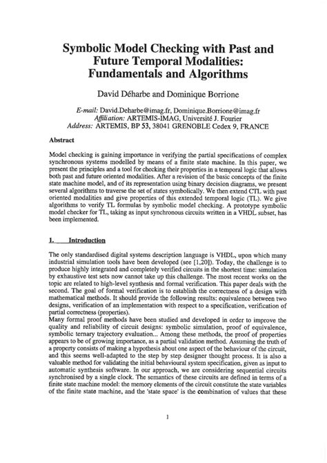 Pdf Symbolic Model Checking With Past And Future Temporal Modalities