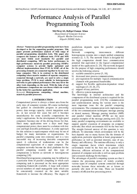 Pdf Performance Analysis Of Parallel Programming Tools