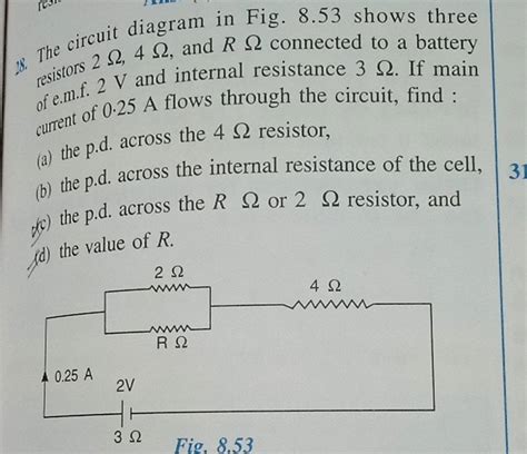 The Circuit Diagram In Fig 8 53 Shows Three Resistors 2 Omega 4 Omega