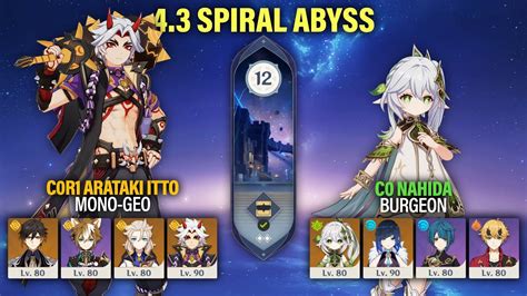 C0R1 Itto Mono Geo C0 Nahida Burgeon 4 3 Spiral Abyss Floor 12