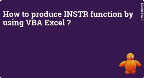 How To Implement Instr Function In Vba Excel Data Analytics Monkidea