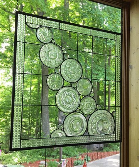 Large Stained Glass Panel Clear Cascade Window Custom
