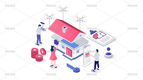 Real Estate Isometric Concept Graphics Motion Array