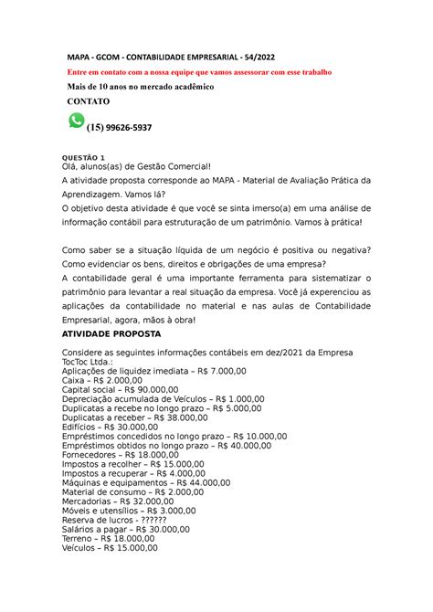 MAPA GCOM Contabilidade Empresarial MAPA GCOM CONTABILIDADE