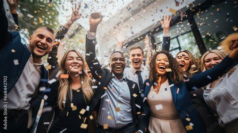 A Happy Diverse Team Of Startup Business People Celebrate Their