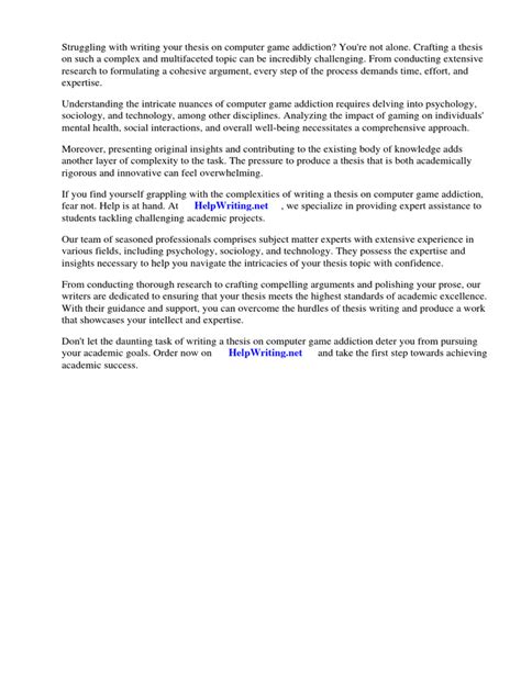 thesis computer game addiction pdf video games psychology