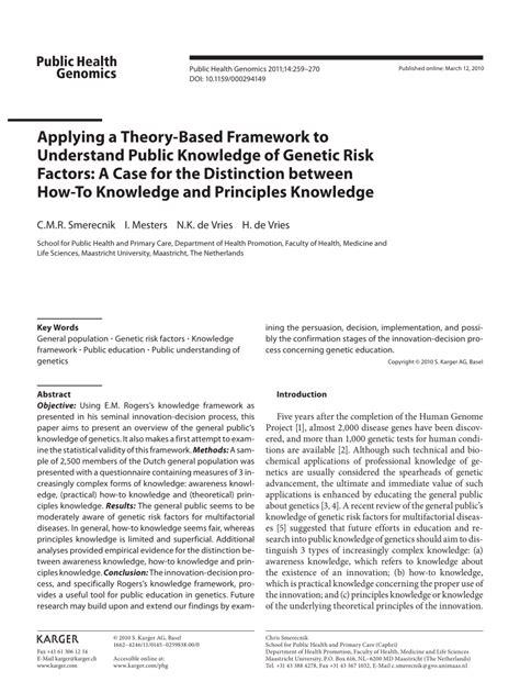 pdf applying a theory based framework to understand public knowledge