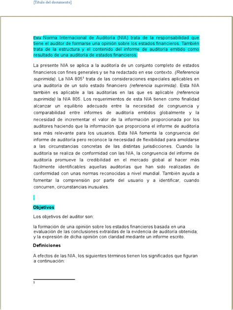 Norma Internacional De Auditoría Pdf