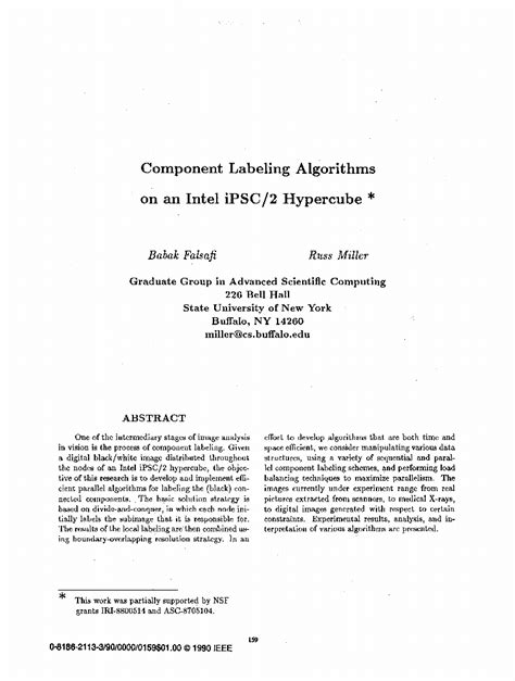 Component Labeling Algorithms On An Intel Ipsc2 Hypercube Ieee