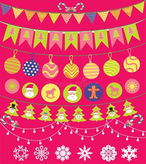 Christmas Balls Candies Lights Banting And Garlands Stock Vector Illustration Of Beautiful