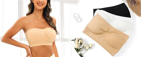 Documo Women Bandeau Bra Padded Strapless Bras Wireless Tube Top Bra