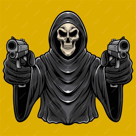 Grim Reaper With Gun Stencil