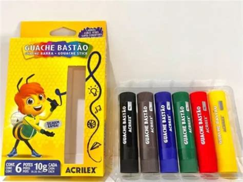 Tinta Guache Em Bastão 6 Cores Acrilex pct C 4 Caixas MercadoLivre