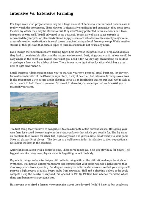 Intensive Vs Extensive Farming