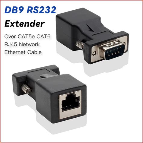 Db9 Rs232 Male Female To Rj45 Female Adapter 9 Pin Rs232 Extender Over