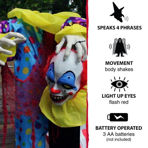 Haunted Hill Farm 6 Ft Fester The Talking Animatronic Clown Indoor Or