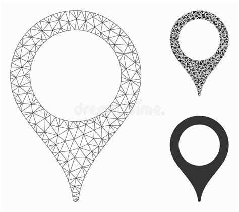 Map Marker Vector Mesh Carcass Model And Triangle Mosaic Icon Stock