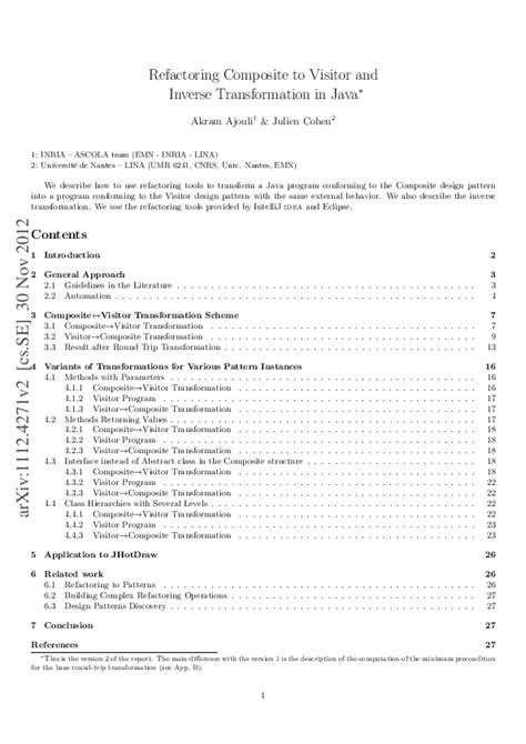 Pdf Refactoring Composite To Visitor And Inverse Transformation In Java