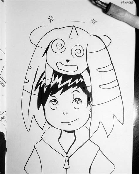 Made A Dizzy Terriermon Sketch For Inktober Digimon