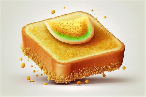 Golden Delicious Snack In Form Of Toast With Sponge Cake Crumbs