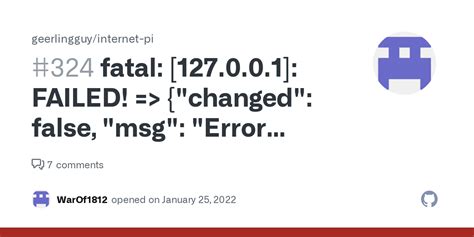 Fatal 127 0 0 1 FAILED Changed False Msg Error Connecting Error While Fetching