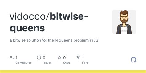 Github Vidoccobitwise Queens A Bitwise Solution For The N Queens Problem In Js