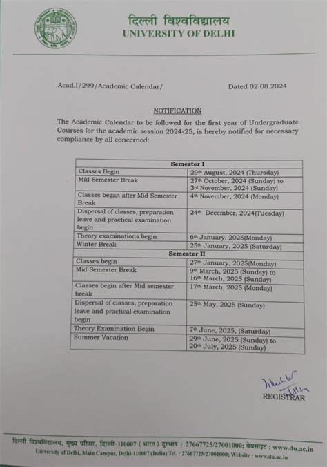 Academic Calendar 2025 Du Camila Blair