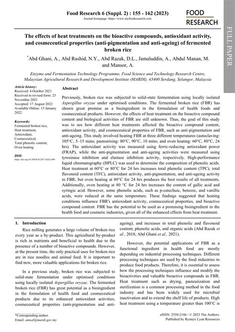 Pdf The Effect Of Heat Treatments On The Bioactive Compounds Antioxidant Activity And