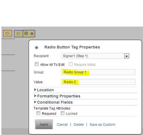 Docusign Api Pre Filling Radio Group Tabs For Template Stack Overflow