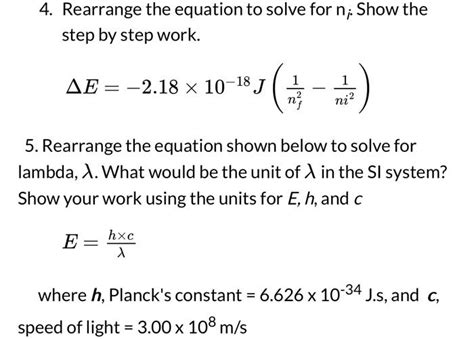 Solved 4 Rearrange The Equation To Solve For Nj Show The