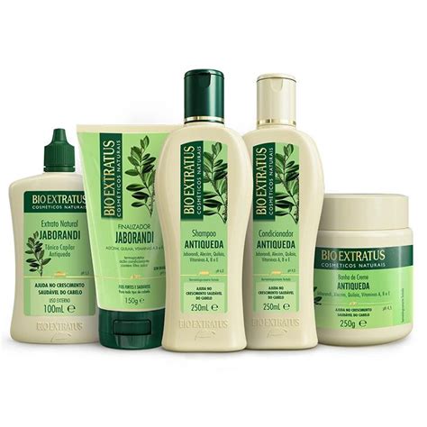Kit Jaborandi Antiqueda Crescimento Rápido 5 Produtos Bio Extratus