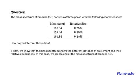 Solved The Mass Spectrum Of Bromine Br Consists Of Three Peaks With The Following
