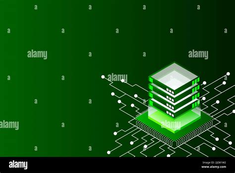 Concept Of Big Data Processing Energy Station Of Future Server Room Rack Data Center Isometric