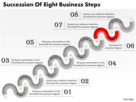 Busines Ppt Diagram Succession Of Eight Business Steps Powerpoint Template Templates