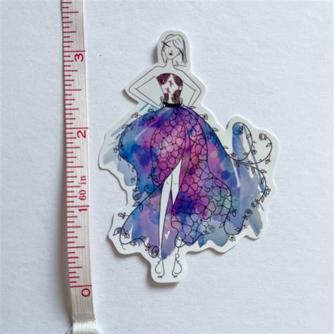 Sticker Couture Tangle Fashion Illustration Watercolor Fashion Line Art