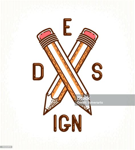 두 개의 교차 연필 디자이너 또는 스튜디오 창조적 인 경쟁 디자이너 팀 선형 스타일에 대 한 간단한 유행 아이콘 벡터 로고에 대한 스톡 벡터 아트 및 기타 이미지 Istock