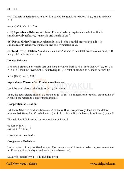 Class 12th Math Relations And Functions Formulas Cbse 2023