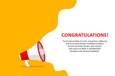 축하합니다 메가폰이 달린 현수막 축하합니다 말풍선 배너 소매 쇼핑 온라인 마케팅 템플릿 배너 포스터 및 배경에 대 한 벡터 그림