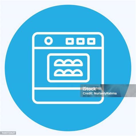 Ikon Oven Cocok Untuk Simbol Bakery Gaya Mata Biru Desain Sederhana