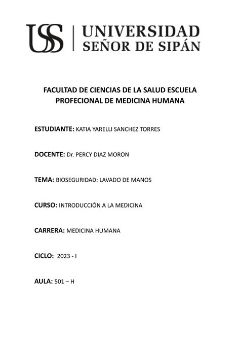 Lavado De Manos Facultad De Ciencias De La Salud Escuela Profecional