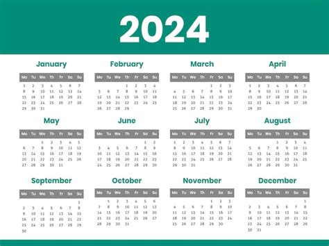 Календарь 2024 года Расположение календаря Неделя начинается в