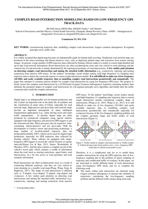 Pdf Complex Road Intersection Modelling Based On Low Frequency Gps