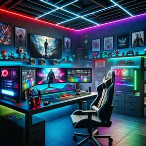 Modern Gaming Room Design With LED Lights AI Art Generator Easy Peasy AI