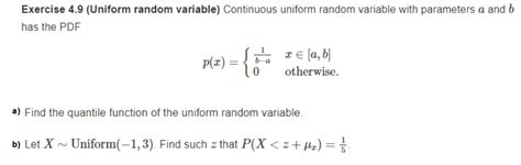 Solved Exercise Uniform Random Variable Continuous Chegg