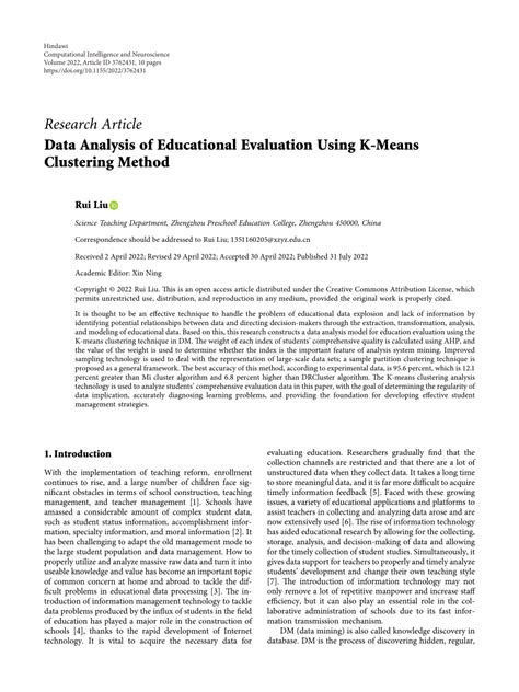 Pdf Data Analysis Of Educational Evaluation Using K Means Clustering