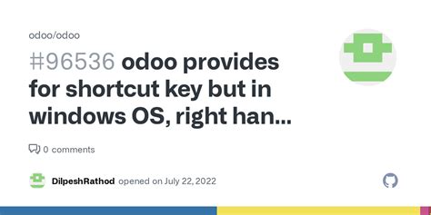 Odoo Provides For Shortcut Key But In Windows Os Right Hand Side Alt
